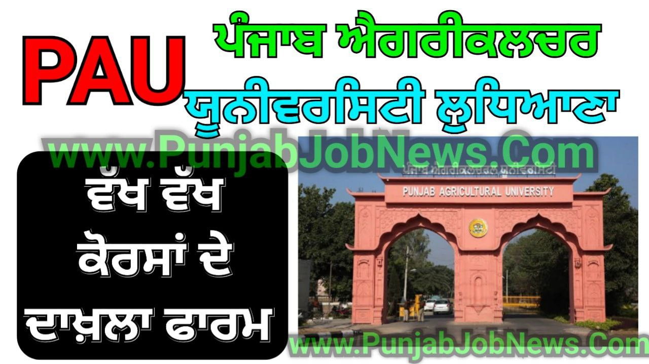 PAU Punjab Agricultural University Admissions Form 2024 – Punjab Rojgar